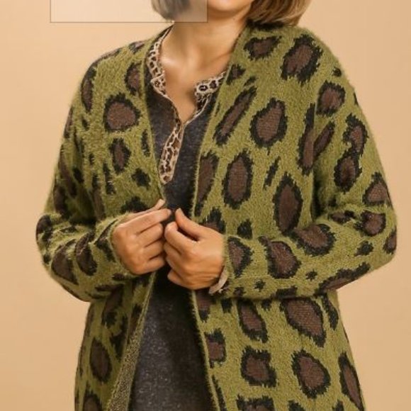 Umgee | Sweaters | Umgee Animal Print Plus Size Open Long Cardigan ...